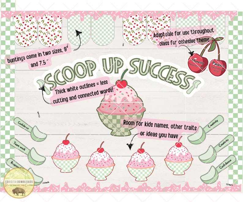 Cherry Bulletin Board Kit February Classroom Decoration Spring Holiday ...