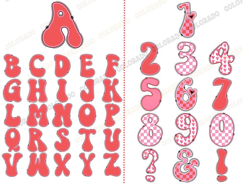 Pink Alphabet Valentine PNG Bundle, Dalmatian Dot Backgrounds, Checker ...