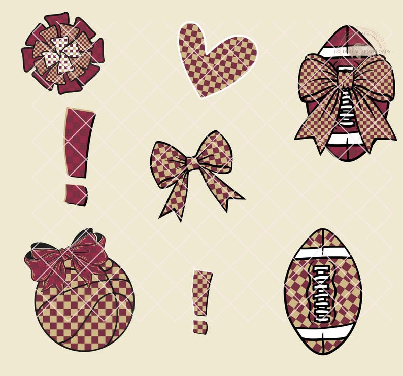 College Team Alphabet PNG Bundle, Football Png Maroon Gold Checker ...