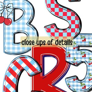 Cherry Alphabet PNG Bundle, Patriotic Doodle Letters, Alphabet Clipart ...