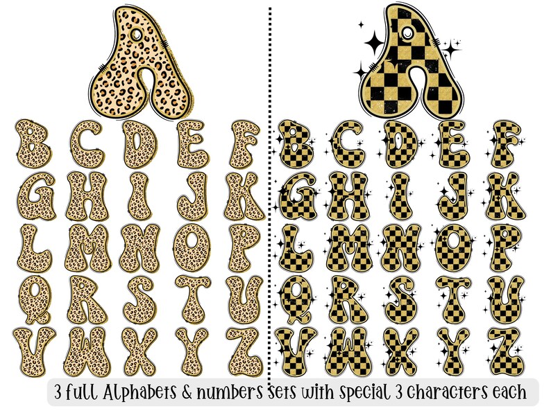 Gold Black Glitter Alphabet PNG Bundle: Retro Cheetah Letters, Leopard ...