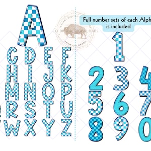 Blue Checker Alphabet Letters PNG Bundle, Retro Blue Checkers, 5 Alpha ...