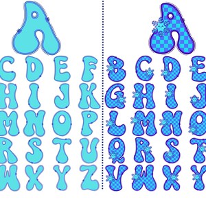 Winter Alphabet Bundle PNG Groovy Blue Alpha Doodle Letter Sets ...