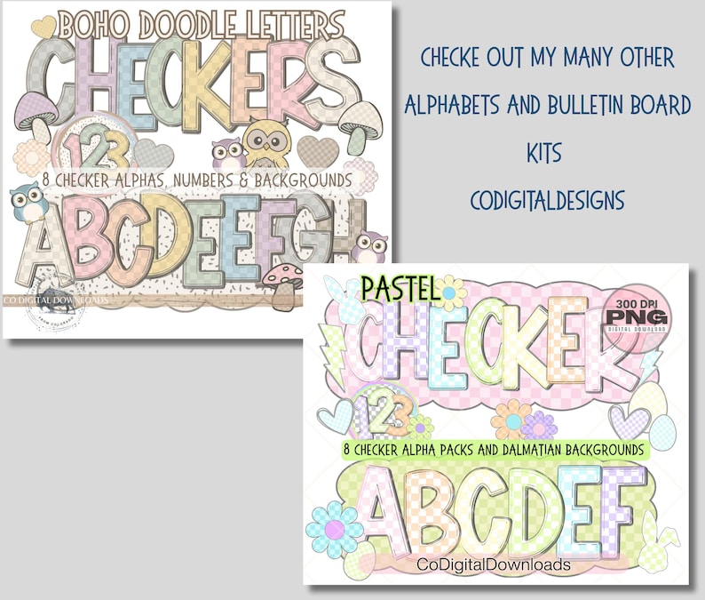 Preppy Grandmillenial Alphabet Bundle PNG, Blue Toile Doodle Letters ...