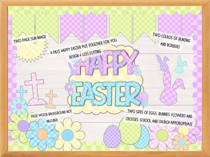 Easter Bulletin Board Kit Pdf, Printable Spring Classroom Decoration ...