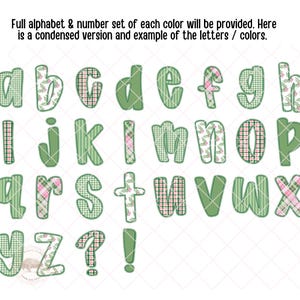 Preppy Christmas Alphabet Bundle PNG, Pastel Pink Green Doodle Letters ...