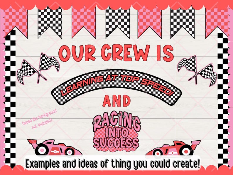 Valentine Bulletin Board Kit Png & Pfd, Checker Race Car Theme With Red ...
