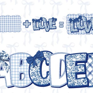 Blue Chinoiserie Alphabet Png Bundle, Easter Toile French Sublimation ...