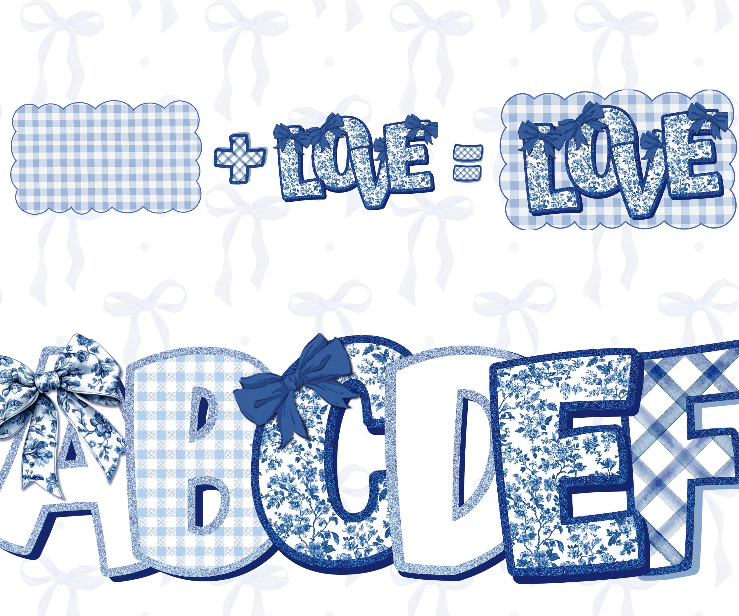 Blue Chinoiserie Alphabet Png Bundle, Easter Toile French Sublimation ...
