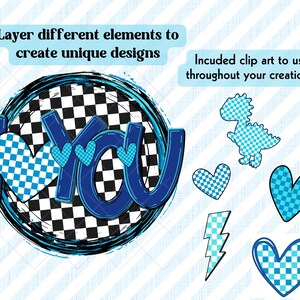 Blue Checker Alphabet Letters PNG Bundle, Retro Blue Checkers, 5 Alpha ...