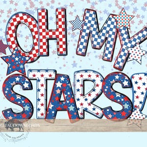 Patriotic Doodle Alphabet Bundle, 4th of July PNG Letters, Numbers ...
