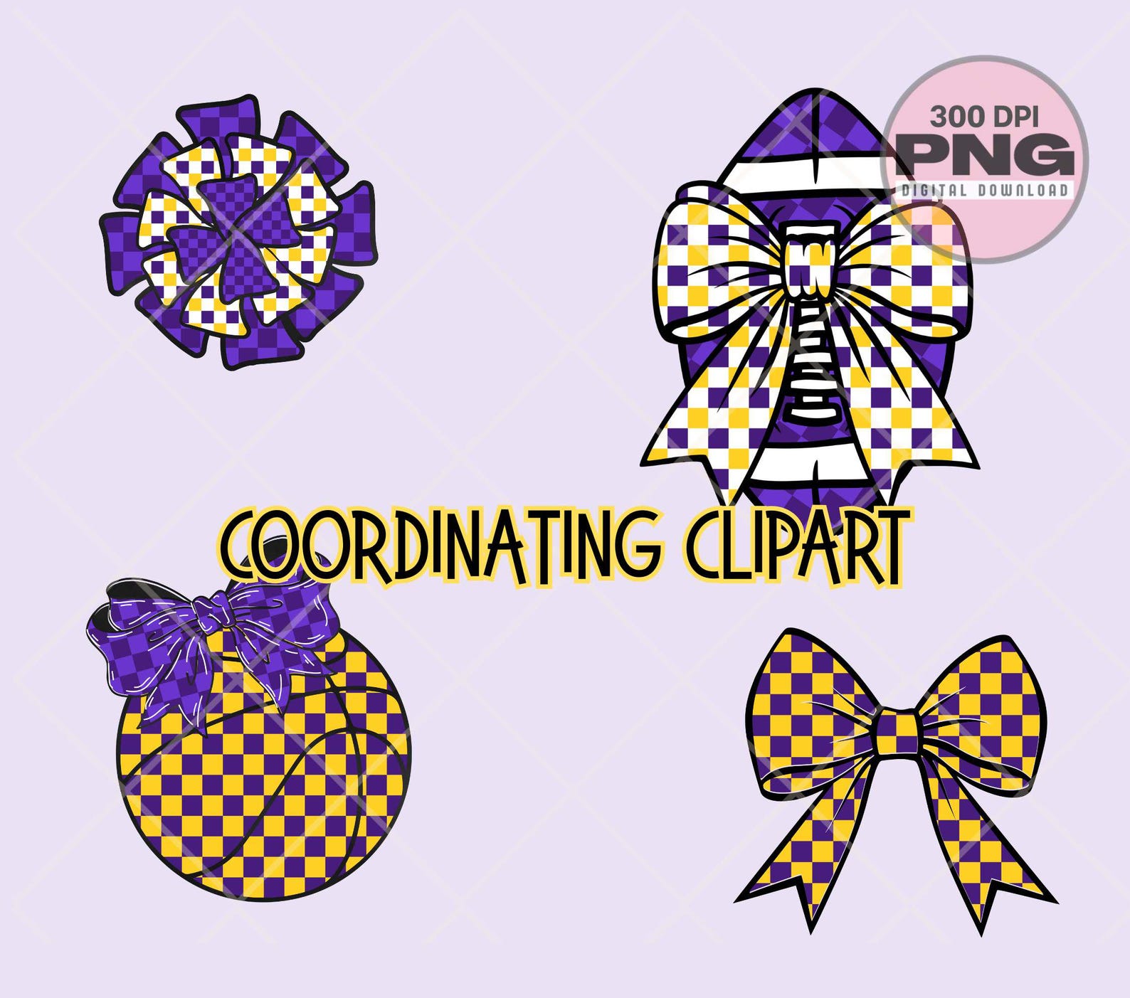 Team Spirit Alphabet PNG Bundle, Football Png Purple Yellow Checker ...