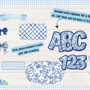 Spring Bulletin Board Kit Bundle, French Toile Theme, Blue Doodle ...
