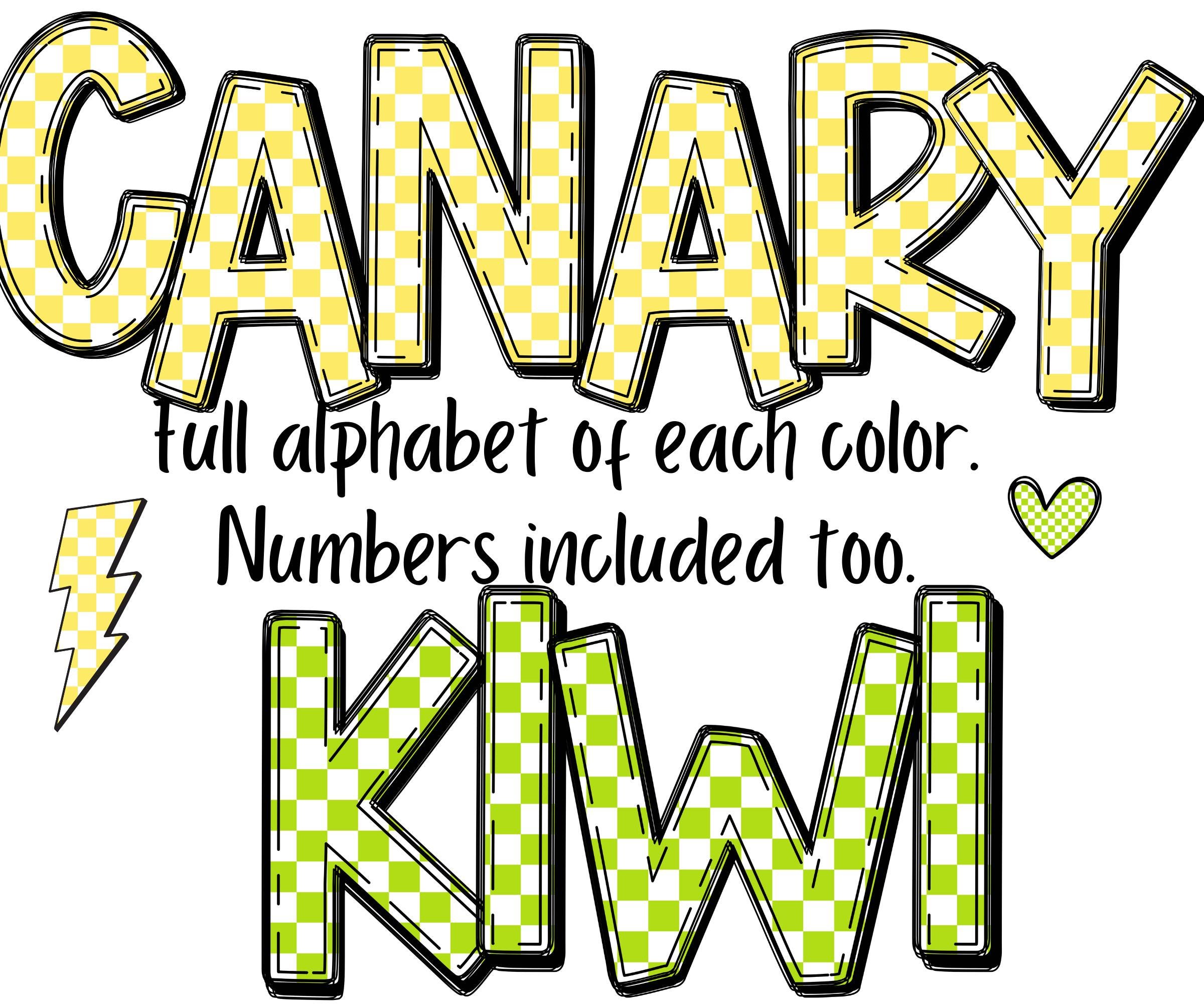 Checker Alphabet Bundle, Alpha Doodle Letters Png, Printable Checkered ...