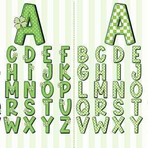 St Patricks Day Alphabet PNG Bundle, Shamrock Green Doodle Letters, St ...