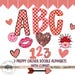 Checker Valentine Alphabet Bundle PNG, Red Pink Doodle Letters, Preppy ...