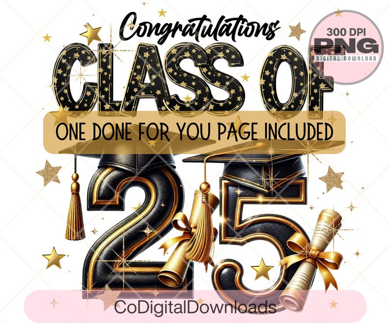 Graduation Alpha Png Doodle Bundle, Spring Alphabet Set, Gold Black ...