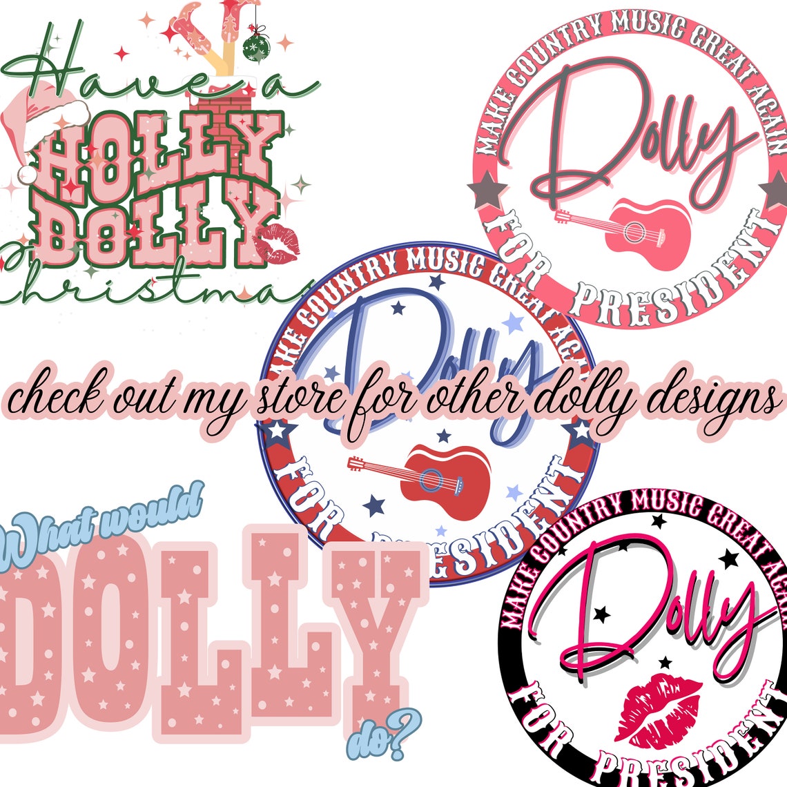 Holly Dolly PNG, rosa Dolly png Country Musik png svg Dolly Weihnachten ...