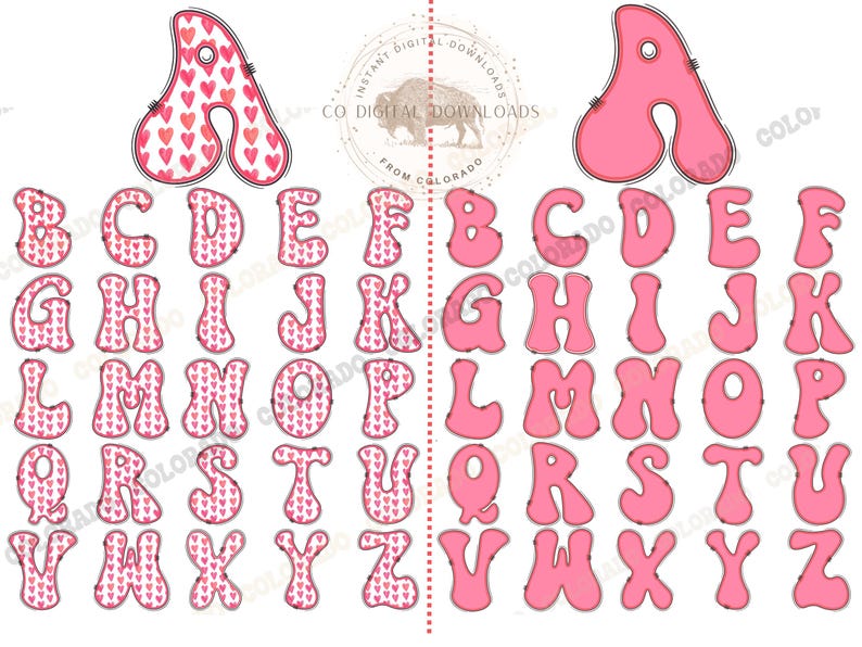 Pink Alphabet Valentine PNG Bundle, Dalmatian Dot Backgrounds, Checker ...