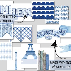 Spring Bulletin Board Kit Bundle, French Toile Theme, Blue Doodle ...