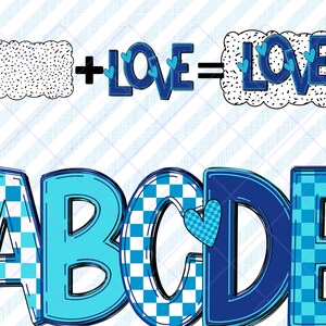 Blue Checker Alphabet Letters PNG Bundle, Retro Blue Checkers, 5 Alpha ...