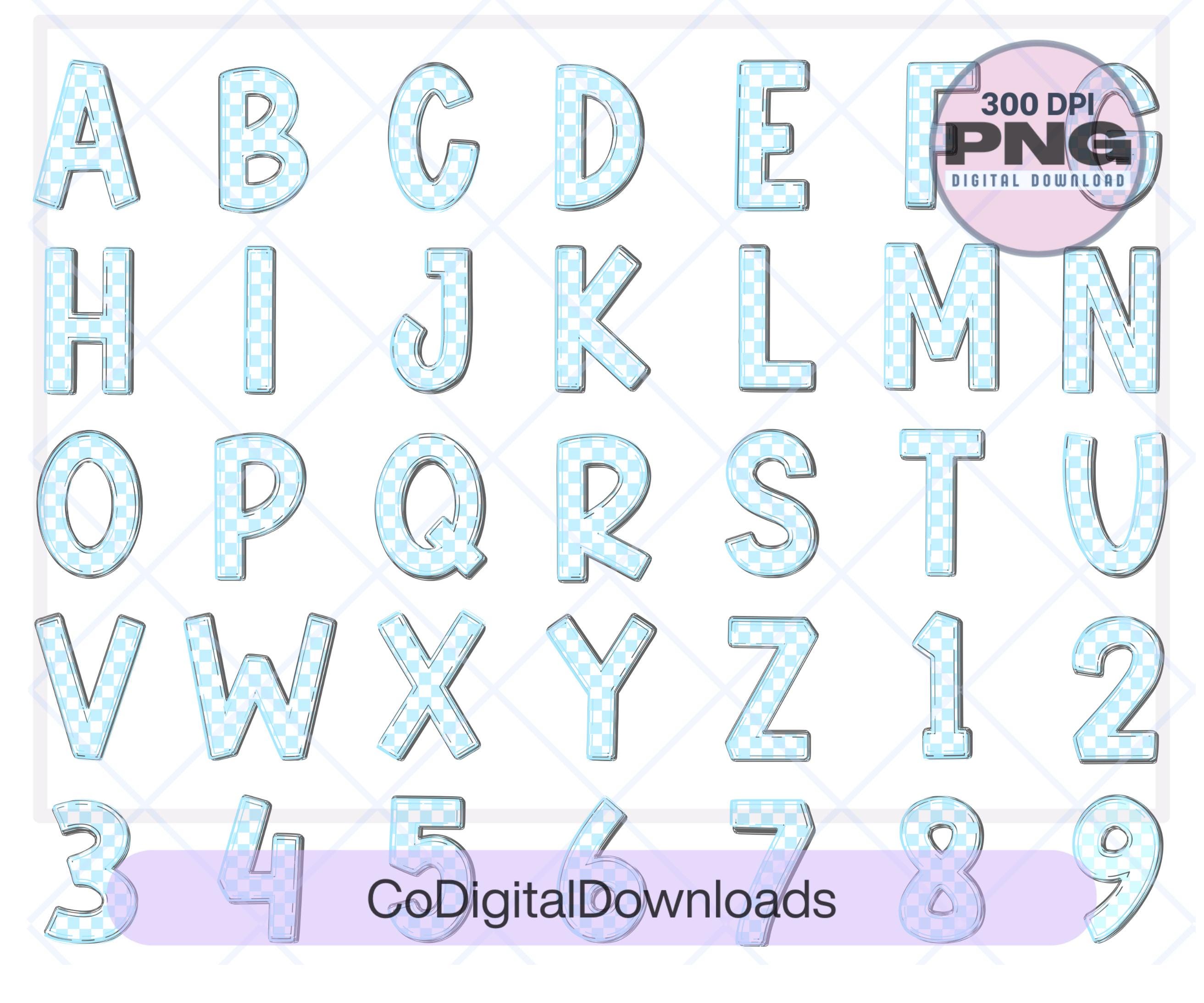 Blue Checker Doodle Letters Png Jpg, Easter Checker Alphabet, Baby Boy ...