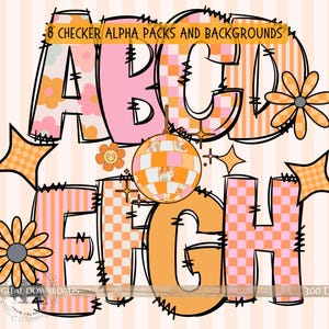 Disco Doodle Alphabet PNG Bundle, Groovy Alpha Pack, Retro Halloween ...