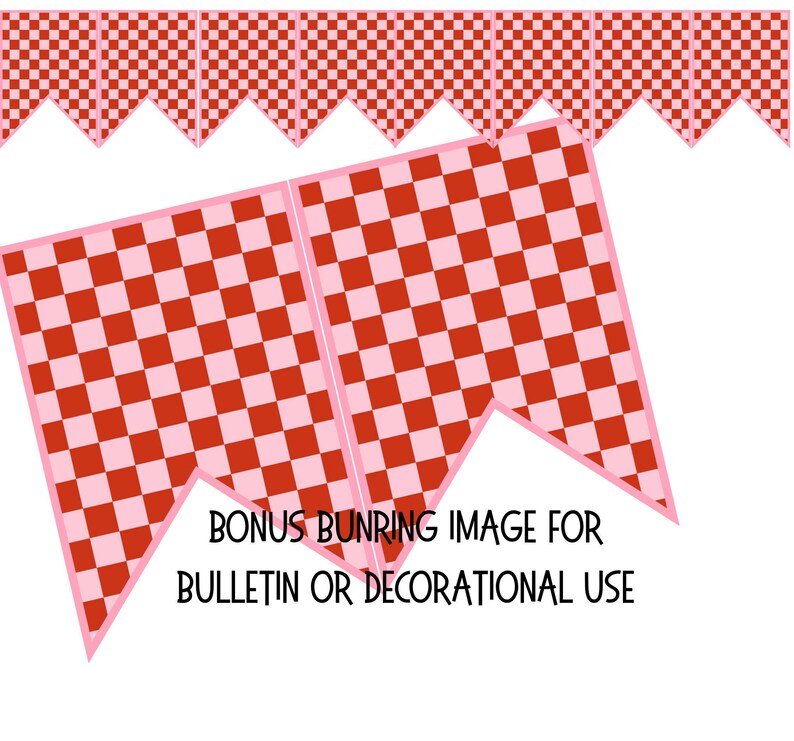 Checker Valentine Alphabet Bundle PNG, Red Pink Doodle Letters, Preppy ...
