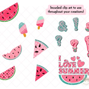 Summer Alphabet PNG, Bright Checker Letters Bundle, Watermelon Alpha ...