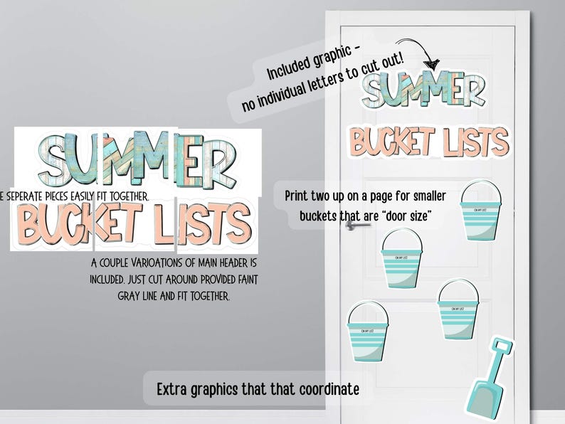 Summer Bulletin Board Kit PDF JPG, Bucket List Classroom Decoration ...