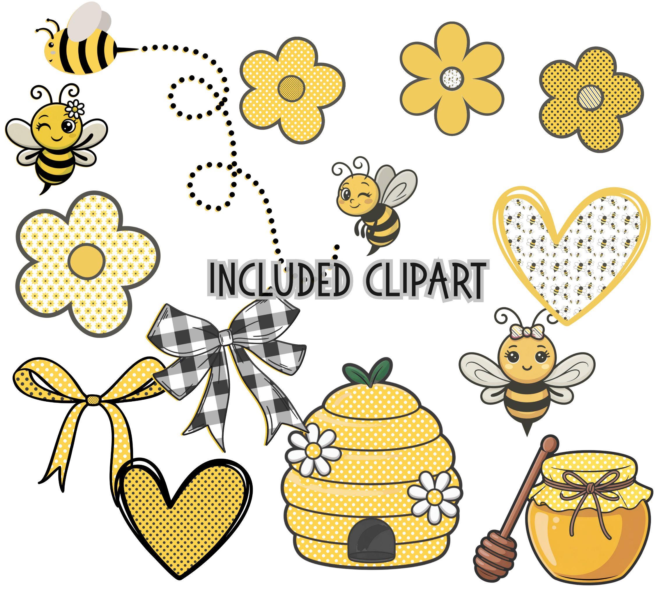 Bumble Bee Alphabet Bundle PNG, Spring Alpha Doodle Letters, Yellow ...