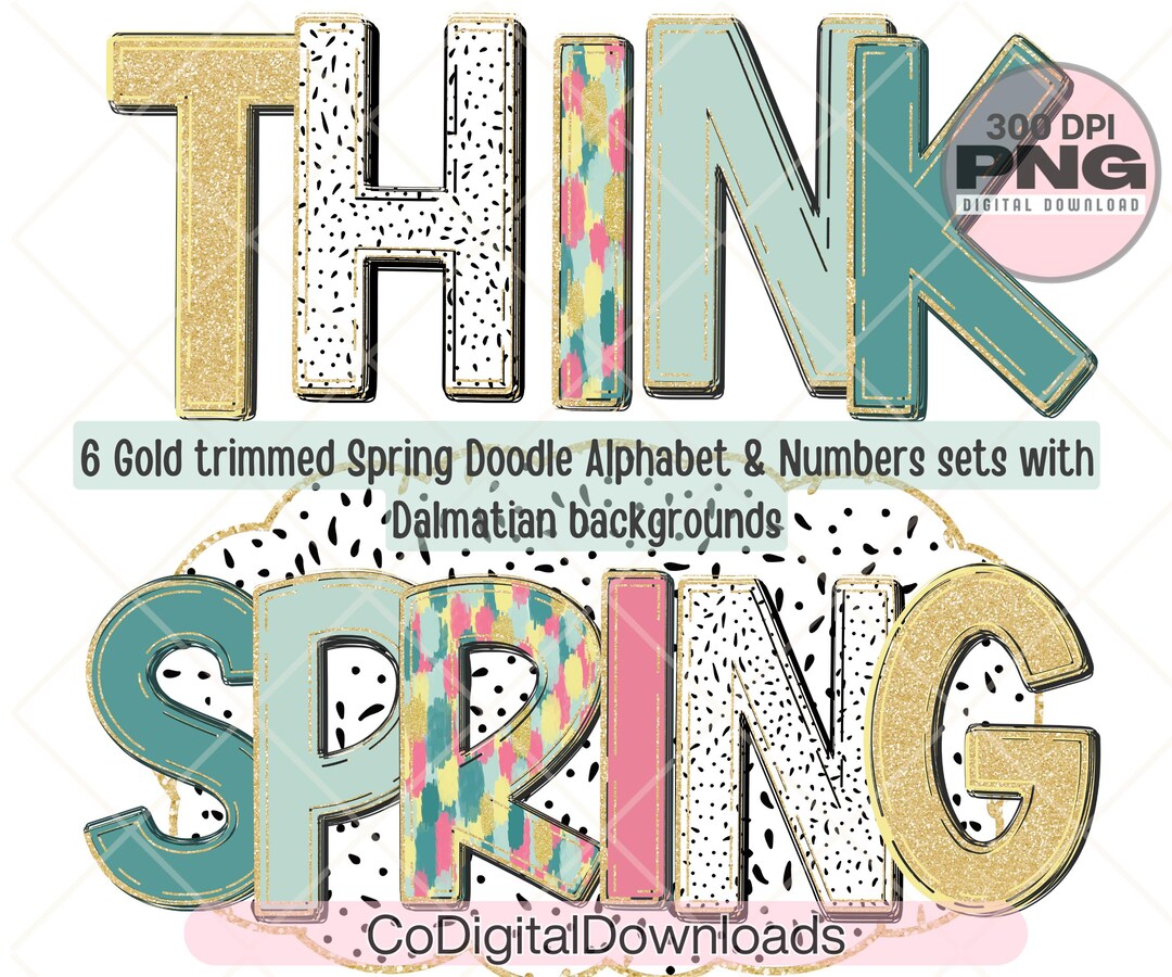 Brushstroke Easter Alpha Png Doodle Bundle, Spring Alphabet Set ...