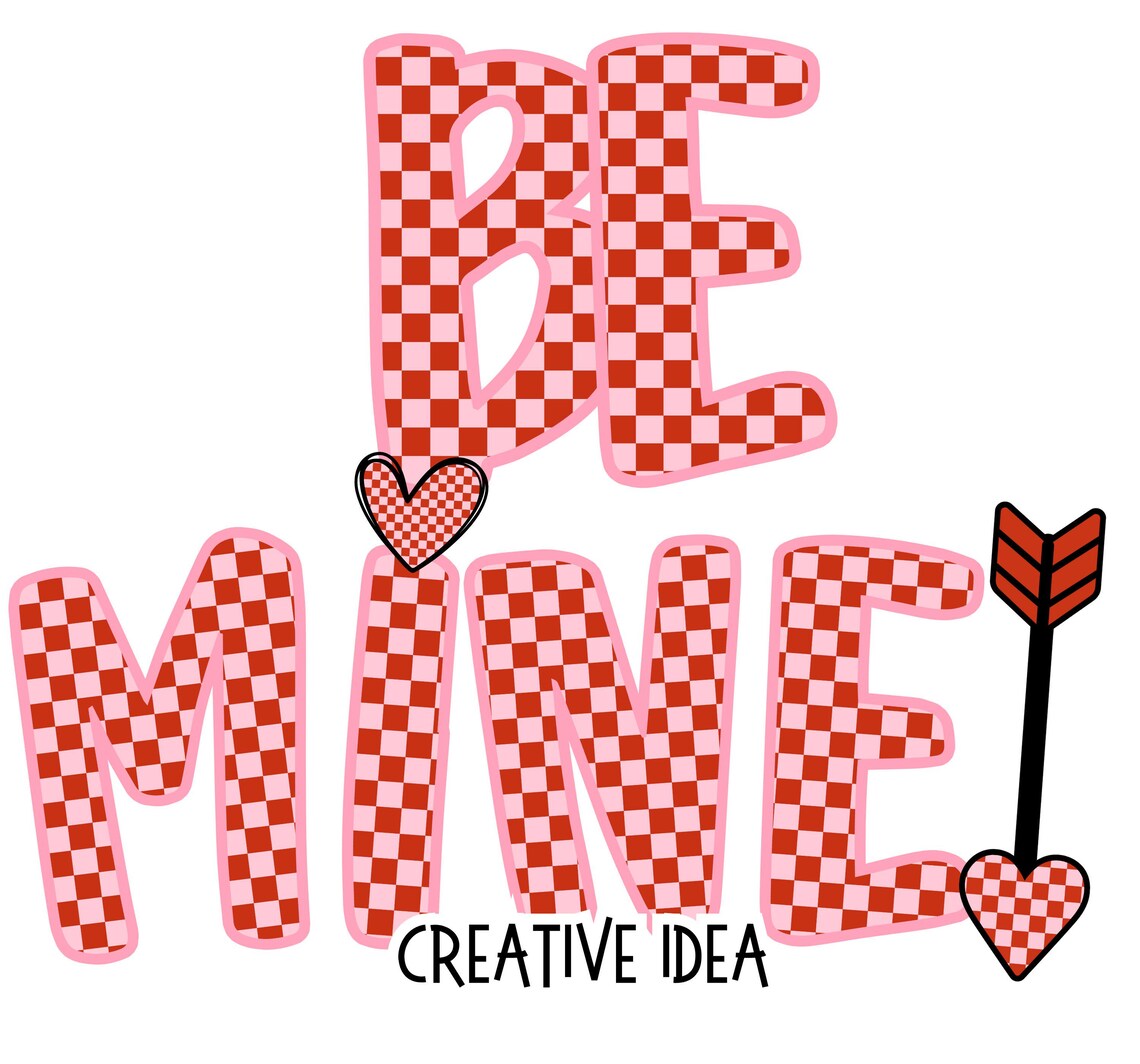 Checker Valentine Alphabet Bundle PNG, Red Pink Doodle Letters, Preppy ...