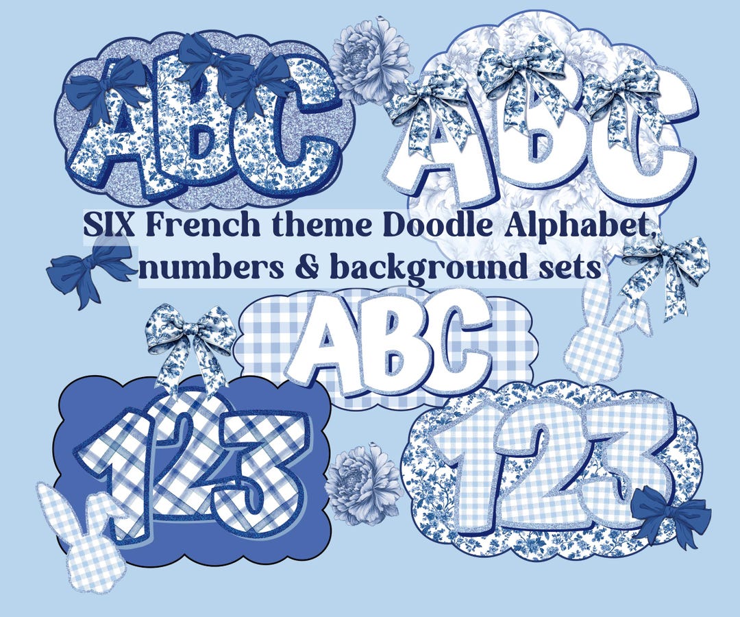 Blue Chinoiserie Monogram, Blue Toile Fleurie Sublimation, Preppy ...