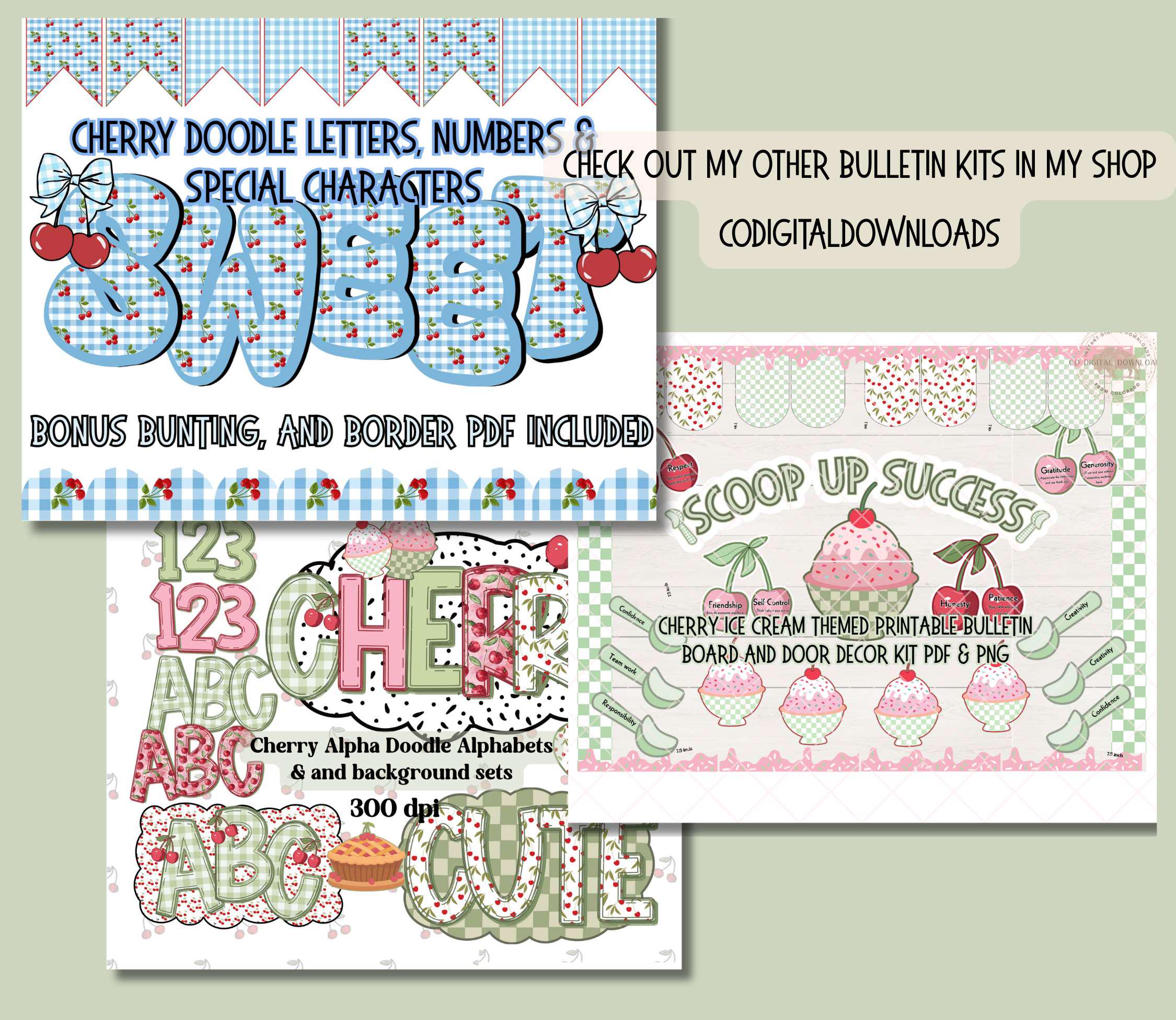 Summer Bulletin Board Kit PDF PNG, Cherry Checker Class Decoration ...