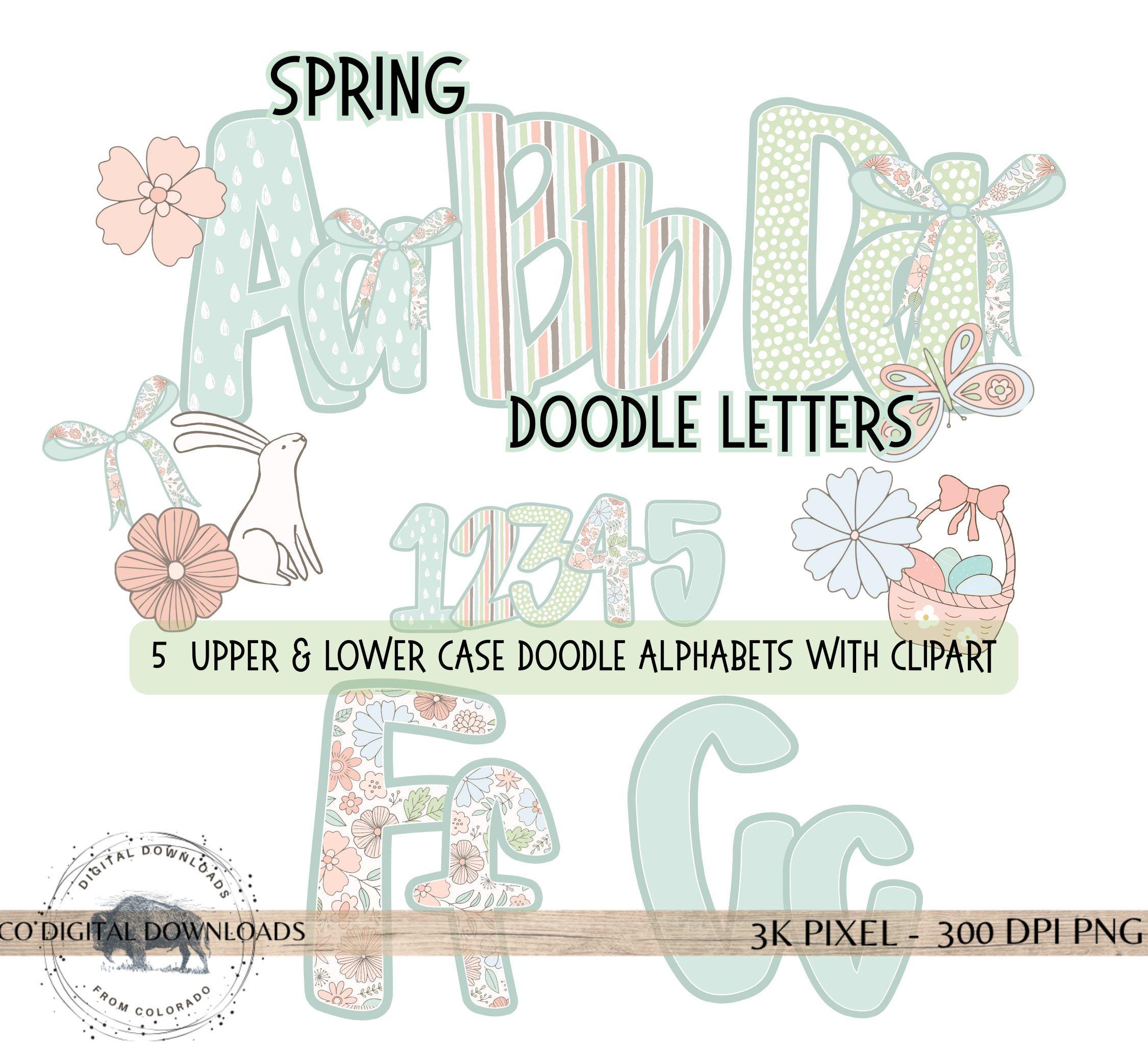 Preppy Pastel Alphabet Bundle PNG, Spring Floral Alpha Pack, Easter ...
