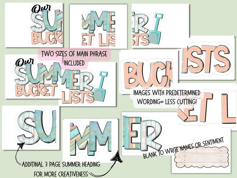 Summer Bulletin Board Kit PDF JPG, Bucket List Classroom Decoration ...