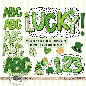 St Patricks Day Alphabet PNG Bundle, St Patty Doodle Letters, March ...