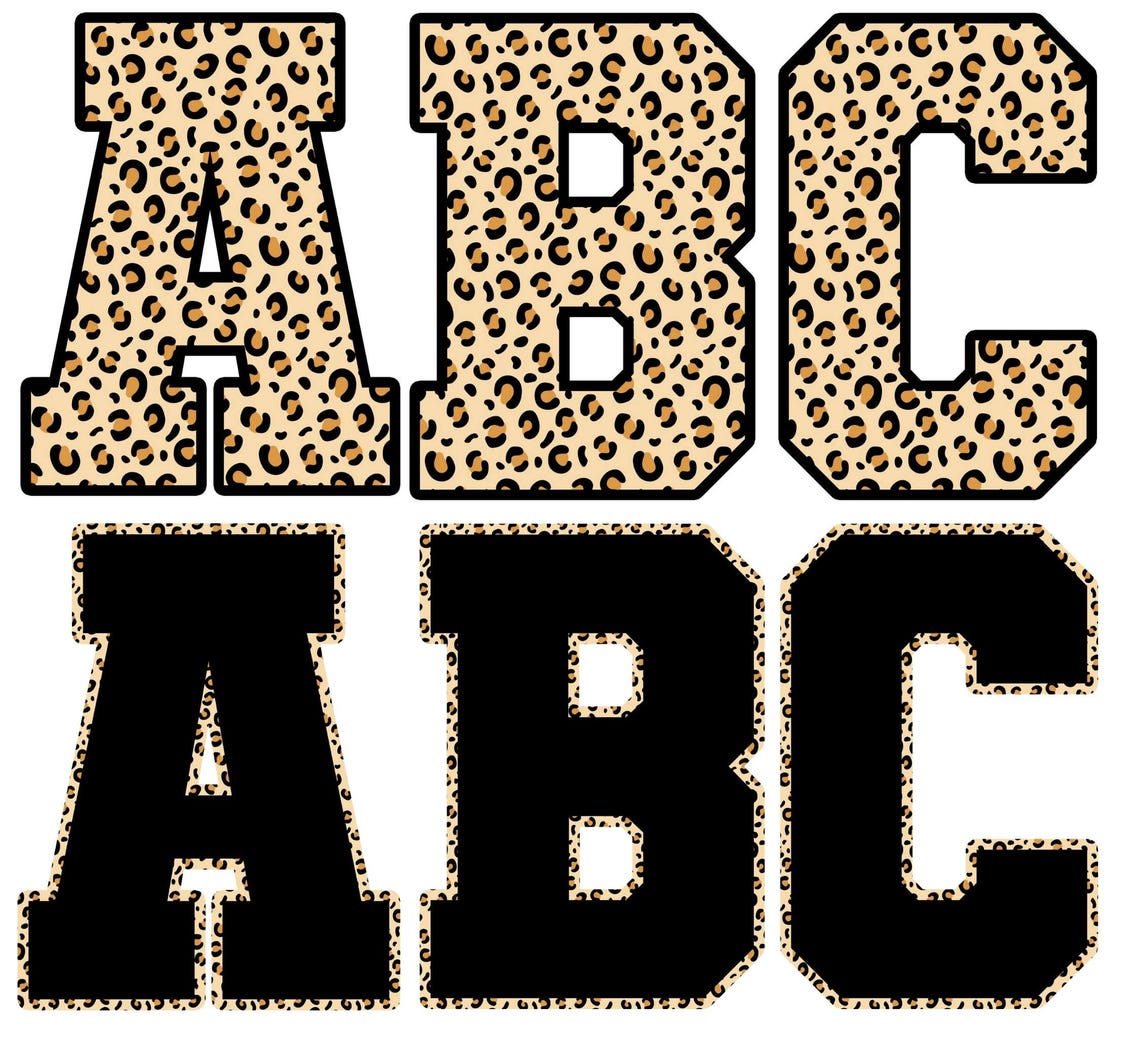 Varsity Cheetah Alphabet Bundle PNG & Numbers, Sports Animal Doodle ...