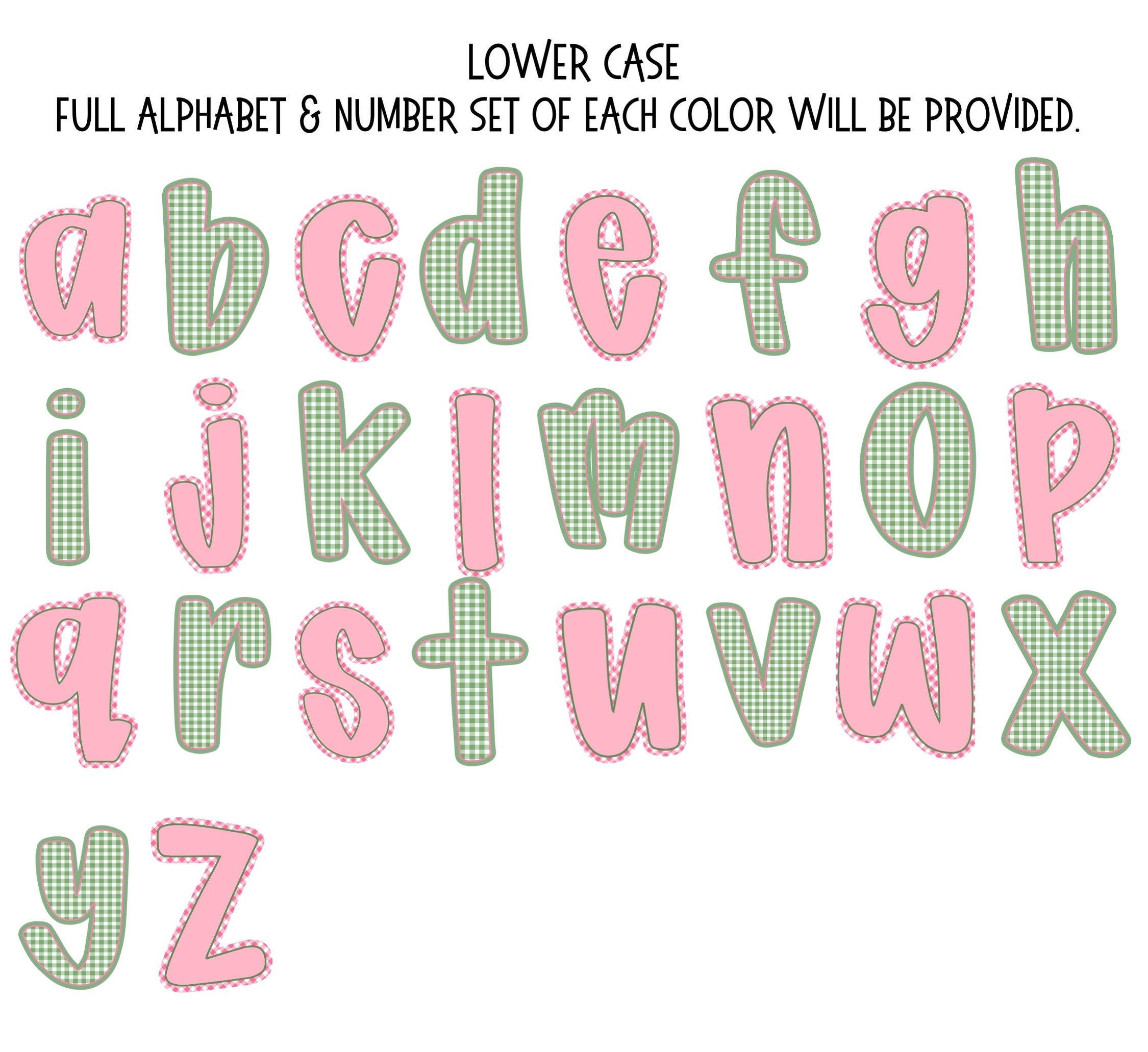 Preppy Pink and Green Spring Alphabet Bundle PNG Upper & Lower ...
