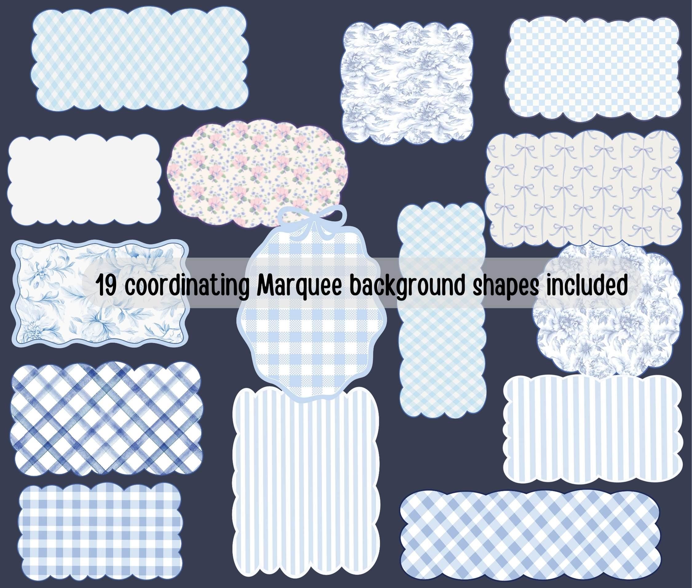 Lace Floral Alphabet PNG Bundle, Preppy Blue Toile Letters, Bow Digital ...