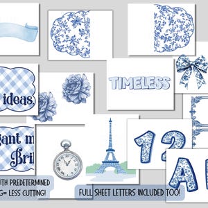 Spring Bulletin Board Kit Bundle, French Toile Theme, Blue Doodle ...