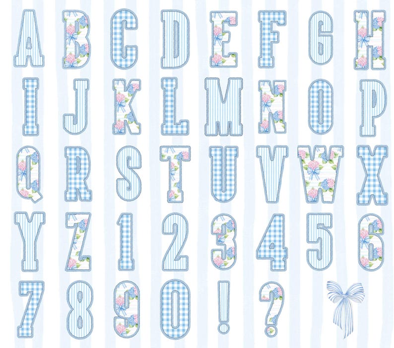 Embroidered Alphabet PNG Bundle, Spring Floral Alpha, Grandmillenial ...