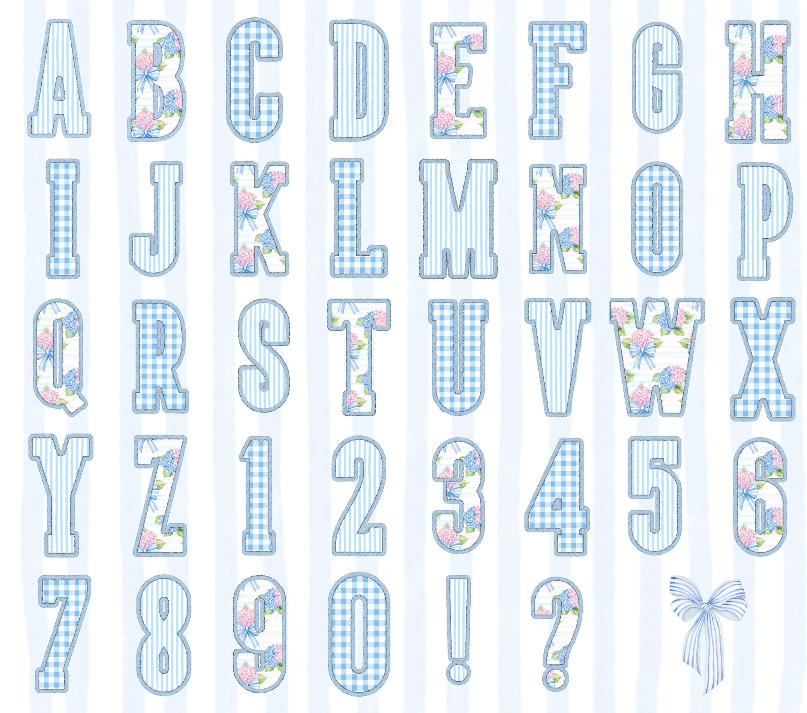 Grandmillenial Floral Alphabet Png, Faux Stitched Preppy Letters Png ...