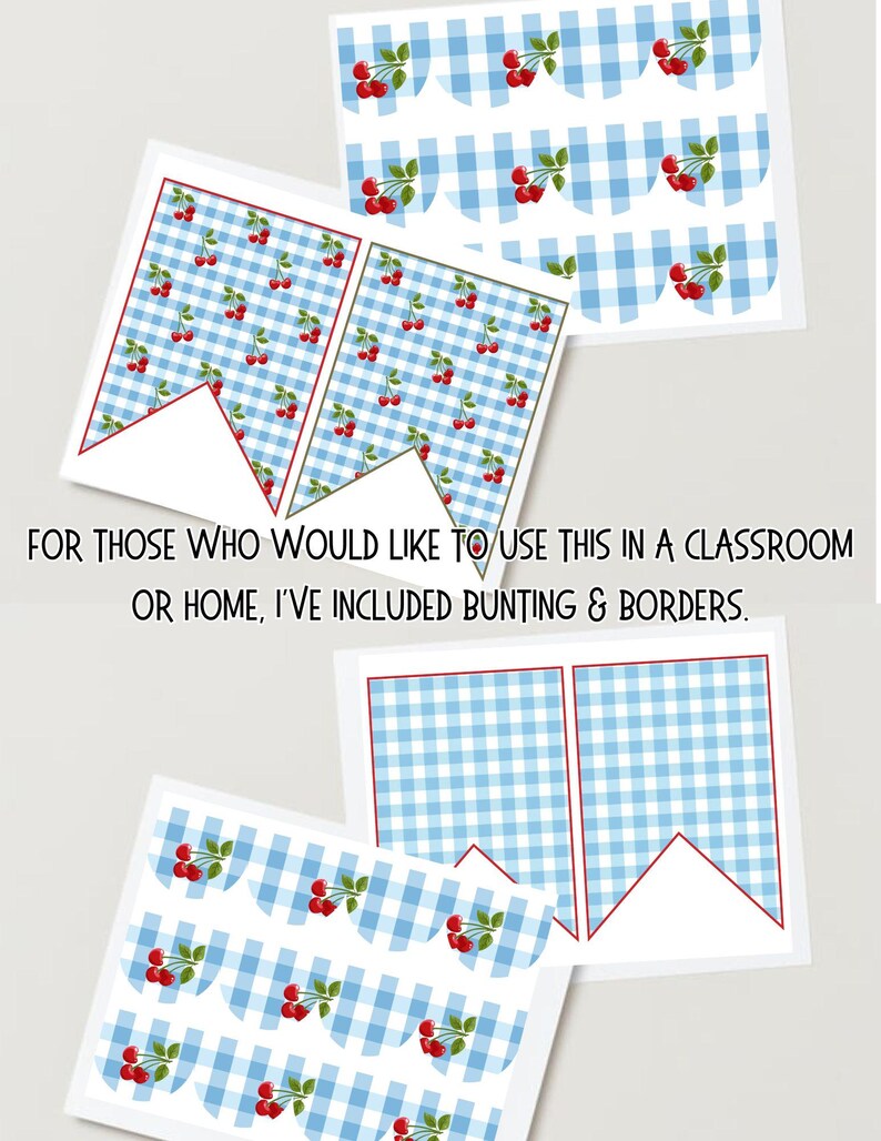 Summer Bulletin Board Kit PDF PNG, Cherry Gingham Class Decoration ...