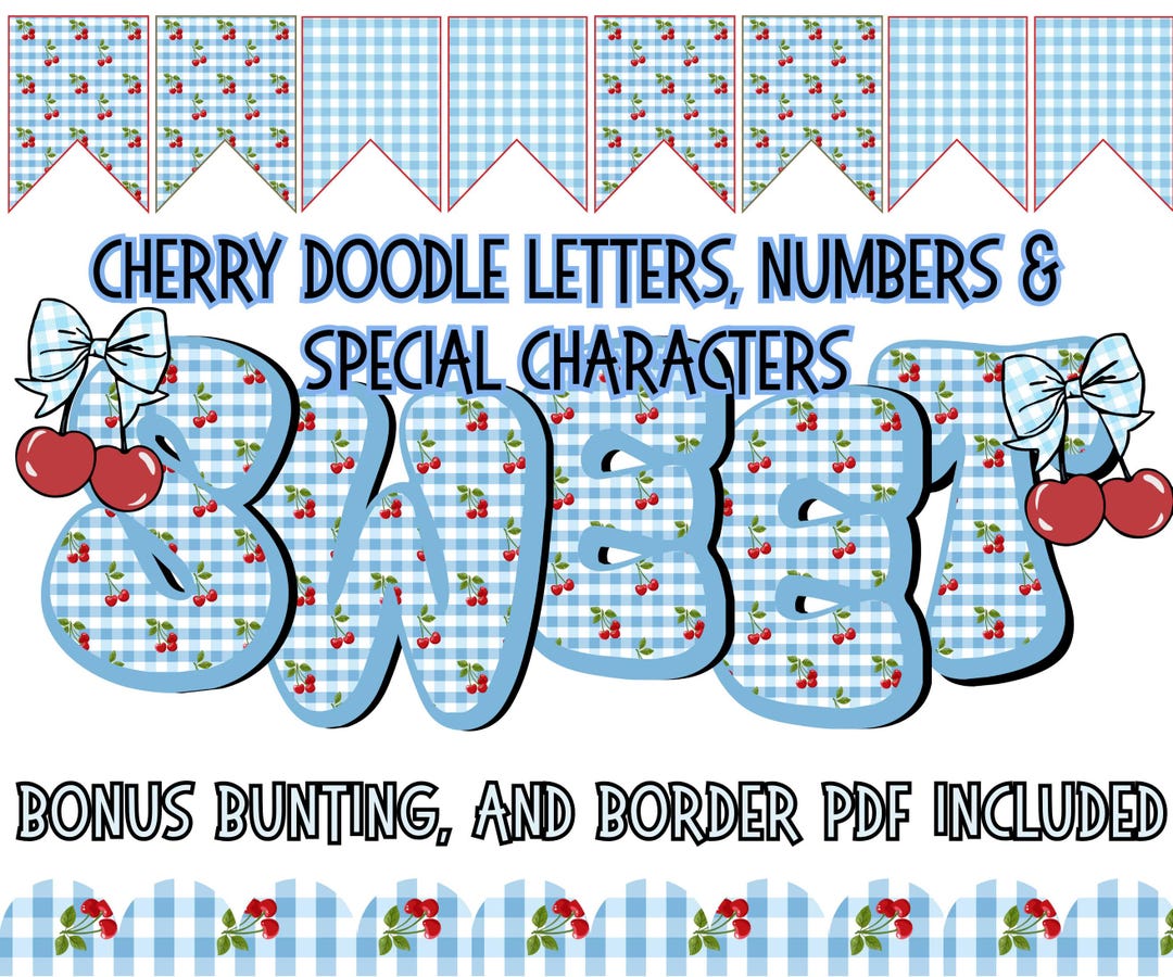 Summer Bulletin Board Kit PDF PNG, Cherry Gingham Class Decoration ...