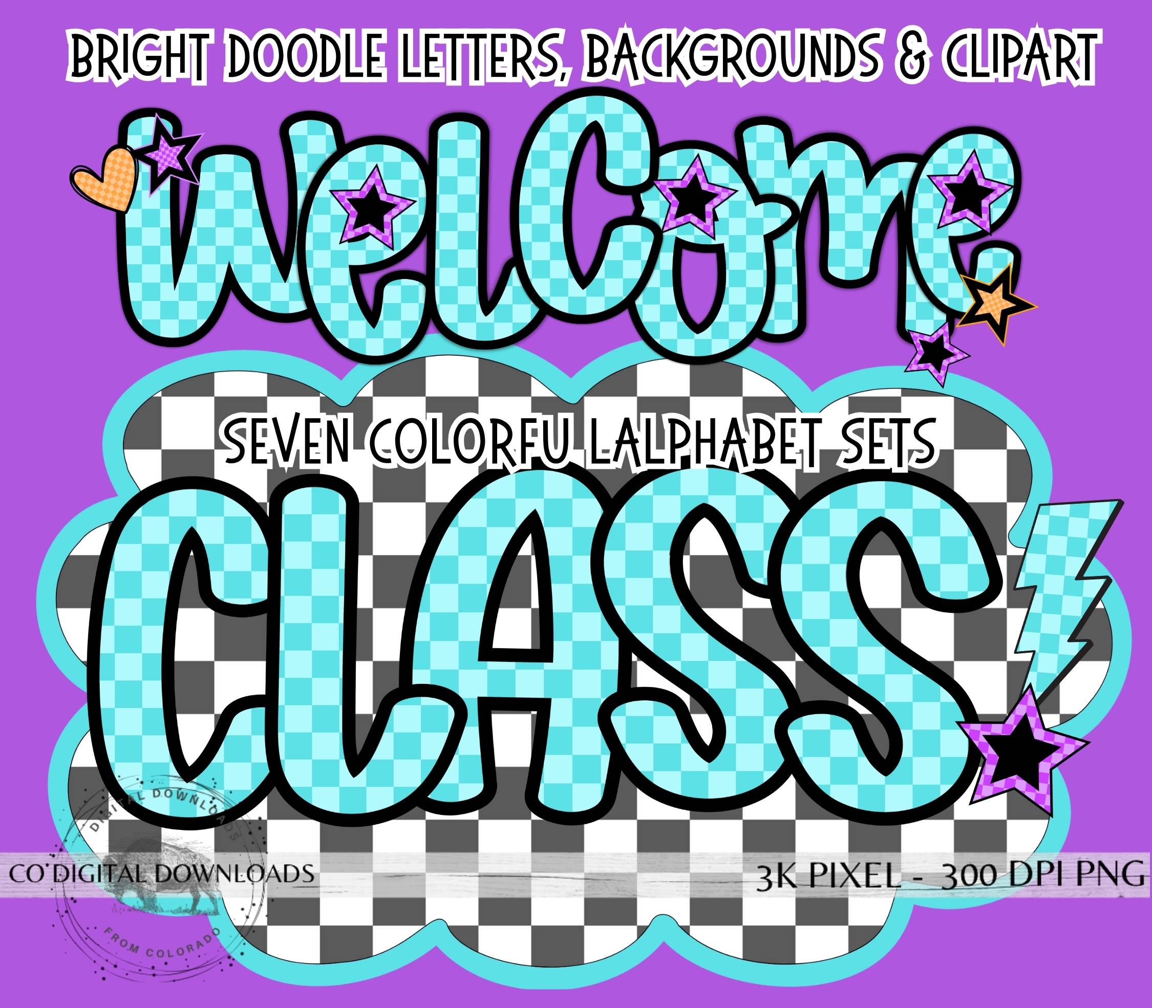 Colorful Checker Alphabet Bundle PNG, Upper & Lowercase, Alpha Doodle ...