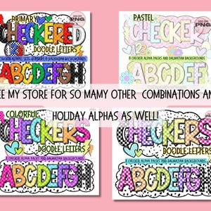 Retro Checker Alphabet Bundle PNG, Groovy Doodle Letters, Disco Preppy ...