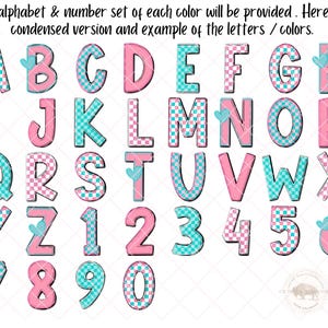 Summer Checker Alphabet Bundle PNG PDF, Alpha Doodle Letters, Checkered ...