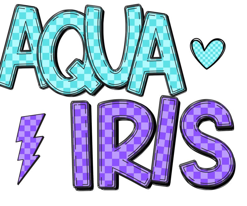 Colorful Checker Alphabet Bundle PNG PDF, Alpha Doodle Letters ...